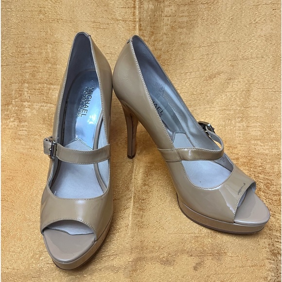 Michael Kors | Shoes | Michael Kors Tan Patent Leather Stilettos Heels ...